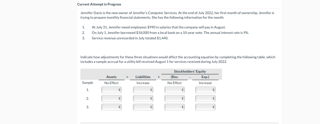 Solved Current Attempt in Progress Transactions that affect | Chegg.com