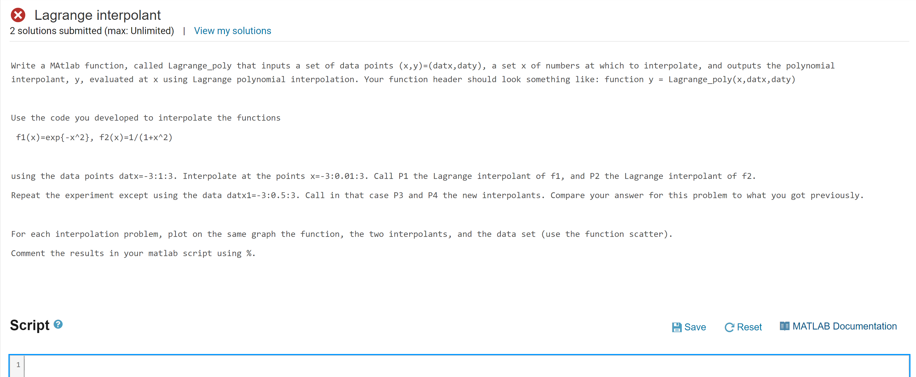 Solved 2 solutions submitted (max: Unlimited) । View my | Chegg.com