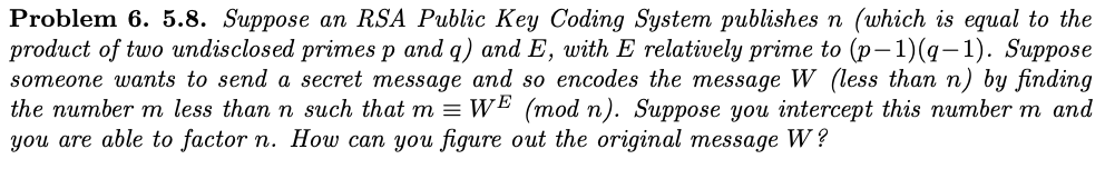 Solved Problem 6 58 Suppose An Rsa Public Key Coding 