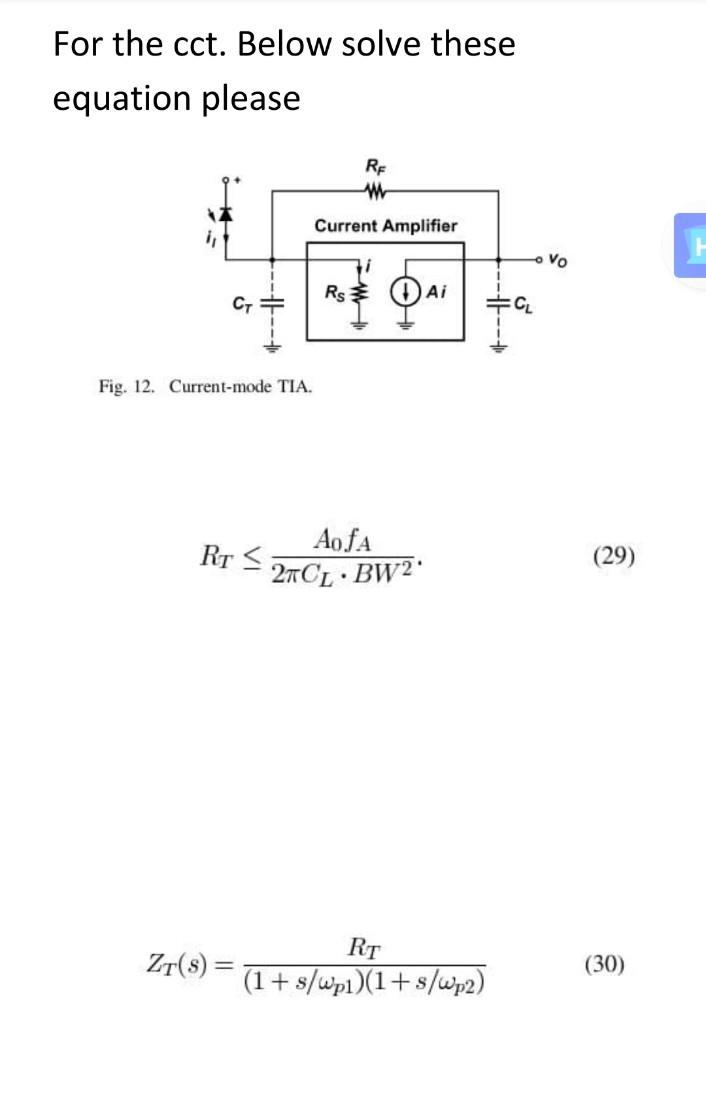 Solved For the cct. Below solve these equation please Fig. | Chegg.com