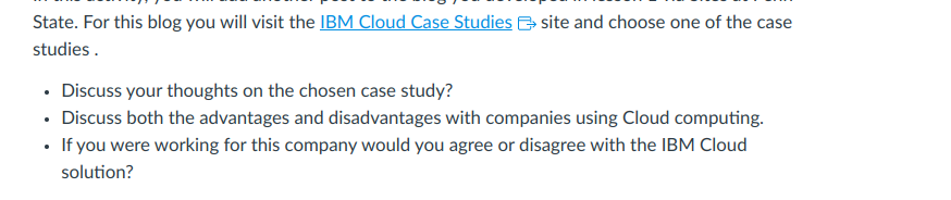 Solved State. For this blog you will visit the IBM Cloud | Chegg.com