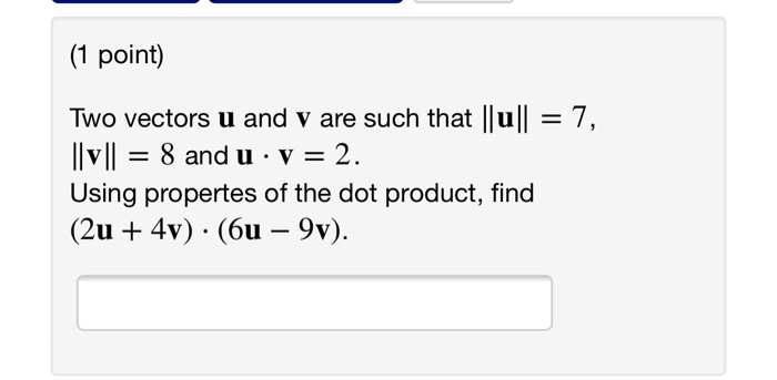 Solved (1 point) Suppose u --2, 4, -3). Mark each vector | Chegg.com