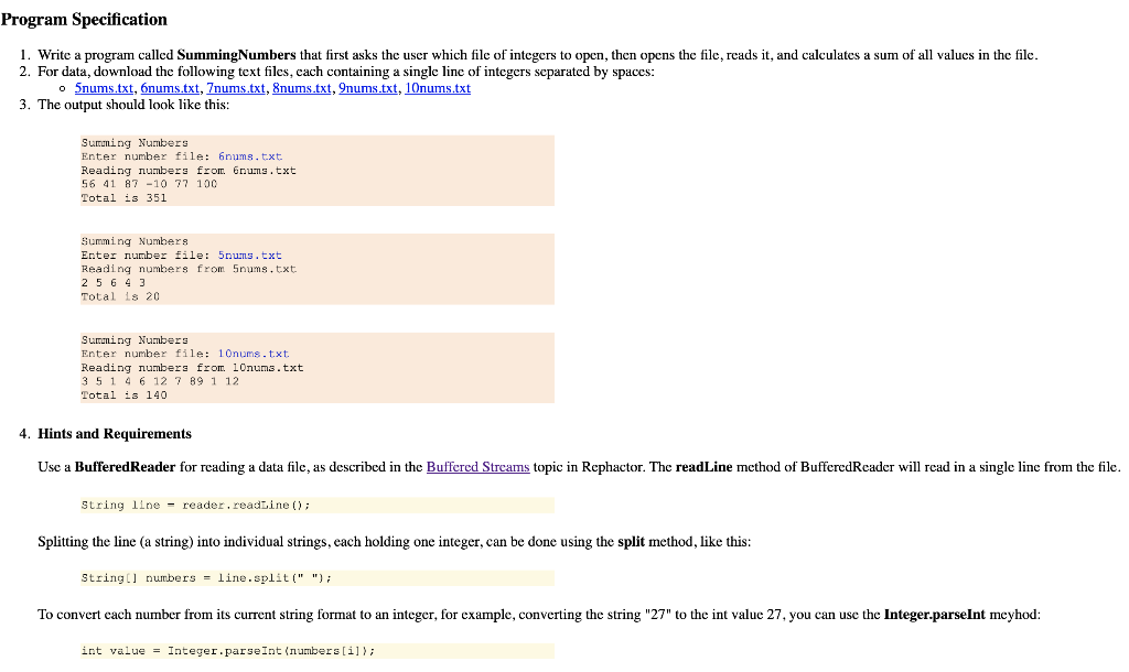Solved Program Specification 1. Write a program called | Chegg.com
