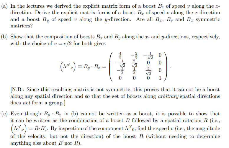Solved (a) In the lectures we derived the explicit matrix | Chegg.com
