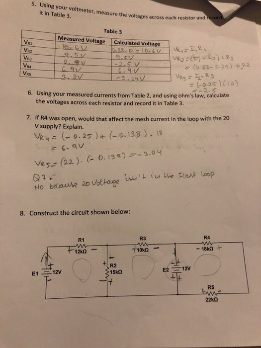 Solved sing your voltmeter, measure the voltages across each | Chegg.com