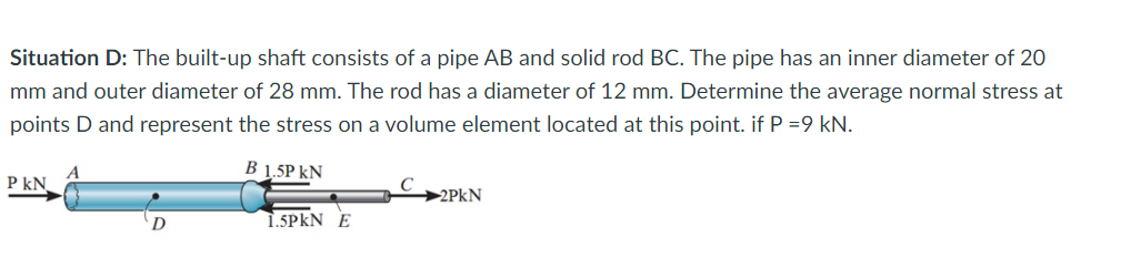 Solved Situation D: The built-up shaft consists of a pipe AB | Chegg.com