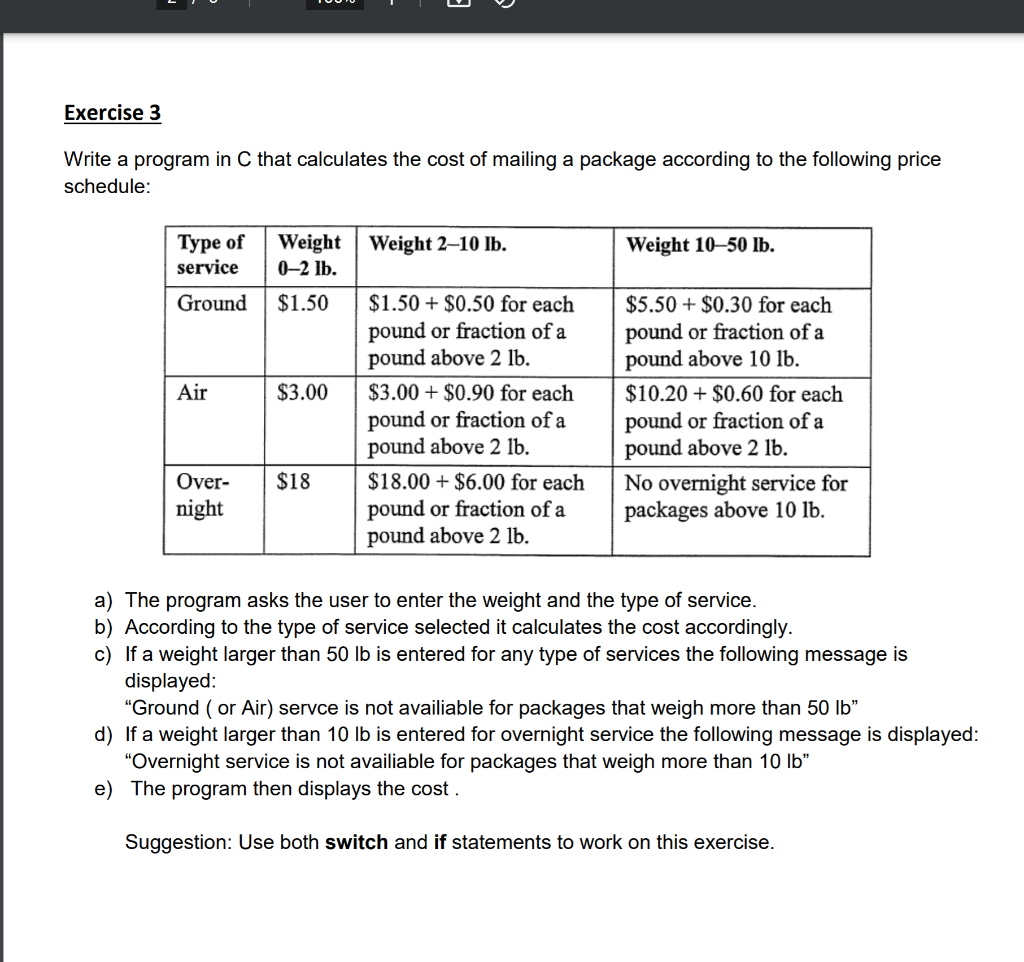 Solved Exercise 3 Write A Program In C That Calculates The 4140