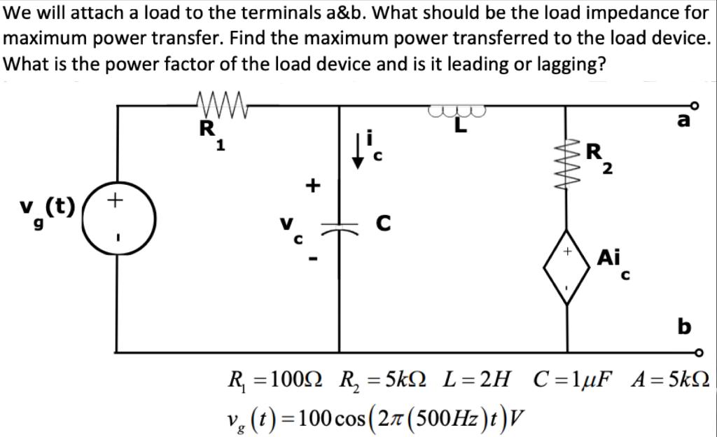 Solved We will attach a load to the terminals a&b. What | Chegg.com