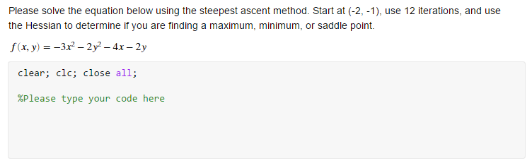 Solved Please solve the equation below using the steepest | Chegg.com