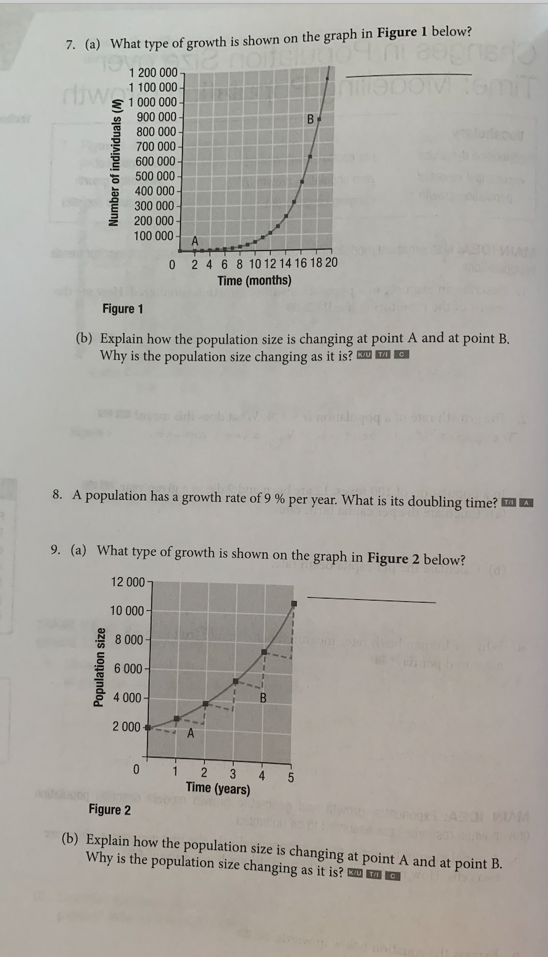 Solved 7. (a) What type of growth is shown on the graph in | Chegg.com