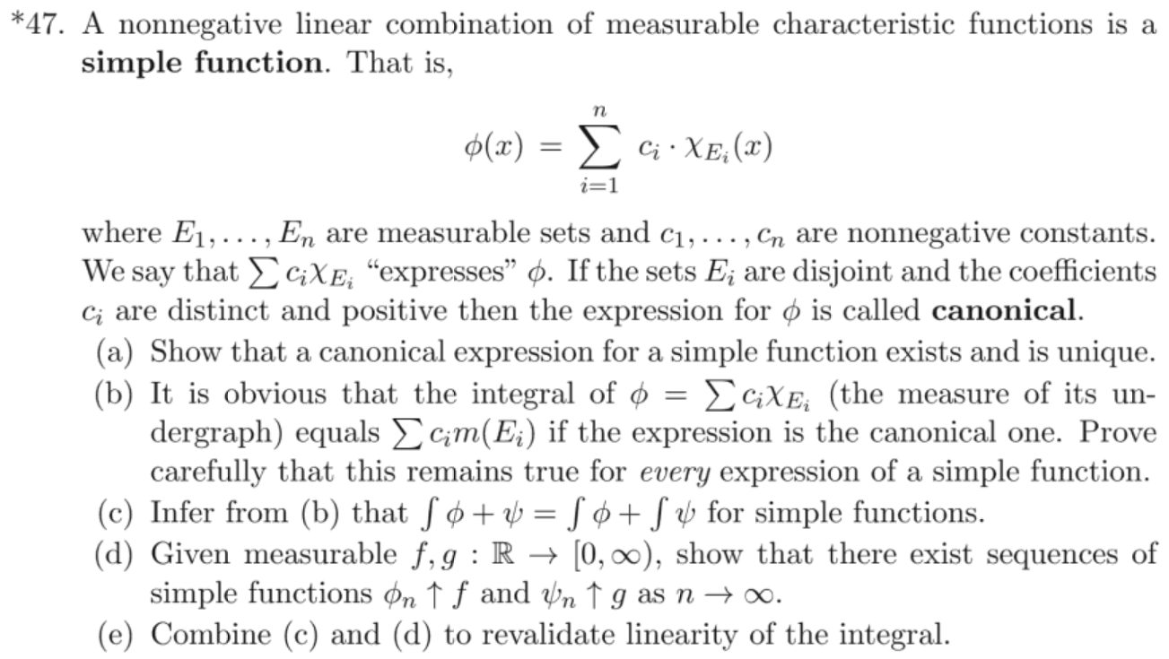 Solved *47. A nonnegative linear combination of measurable | Chegg.com