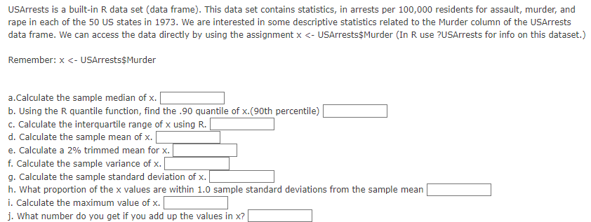 Solved USArrests is a built-in R data set (data frame). This | Chegg.com