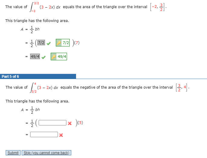 Solved The value of La (3 - 2x) dx equals the area of the | Chegg.com