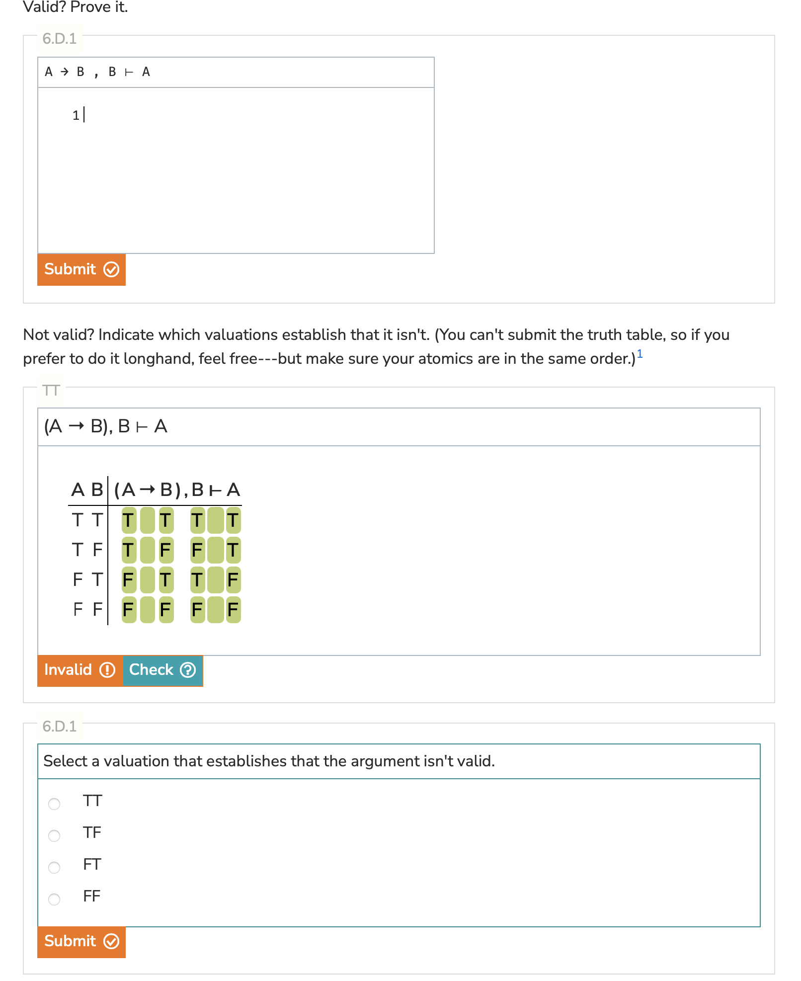 Solved Valid? Prove it.6.D.1Not valid? Indicate which | Chegg.com