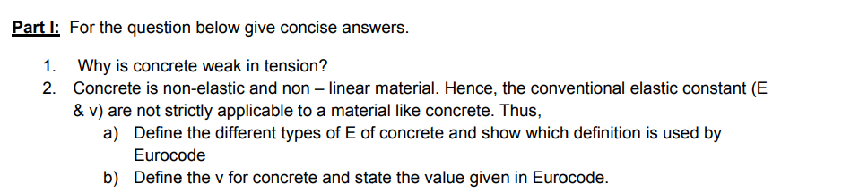 Solved Part l: For the question below give concise answers. | Chegg.com