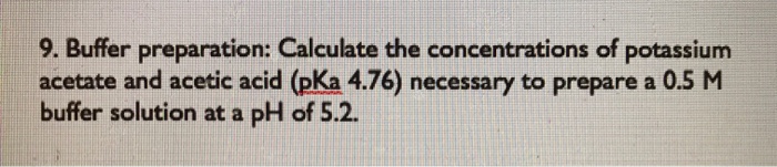 Solved Buffer preparation: Calculate the concentrations of | Chegg.com