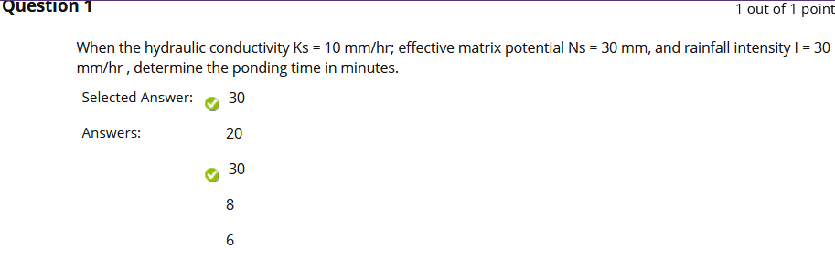Solved When the hydraulic conductivity Ks=10 mm/hr; | Chegg.com