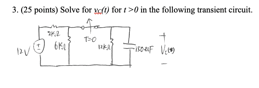 Solved 3. (25 points) Solve for yo(t) for t >0 in the | Chegg.com