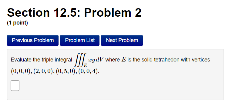 Solved Section 12.5: Problem 2 (1 point) Previous Problem | Chegg.com
