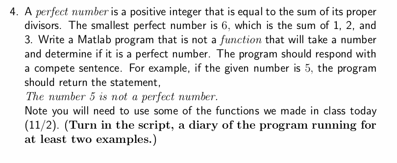 Solved 4. A perfect number is a positive integer that is | Chegg.com