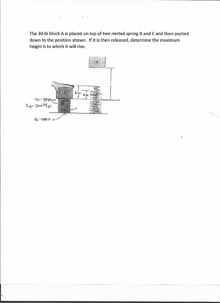 Solved The 30-lb block A is placed on top of two nested | Chegg.com
