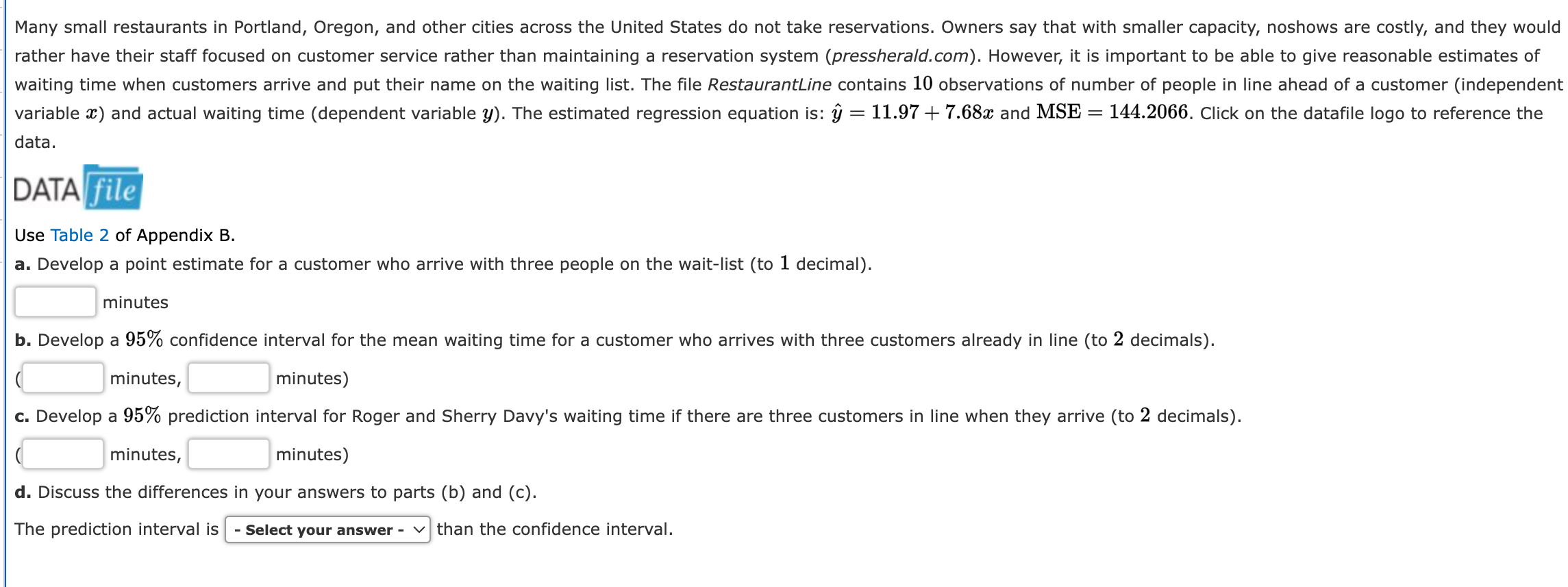Solved Data Data Use Table 2 Of Appendix B A Develop A 3632