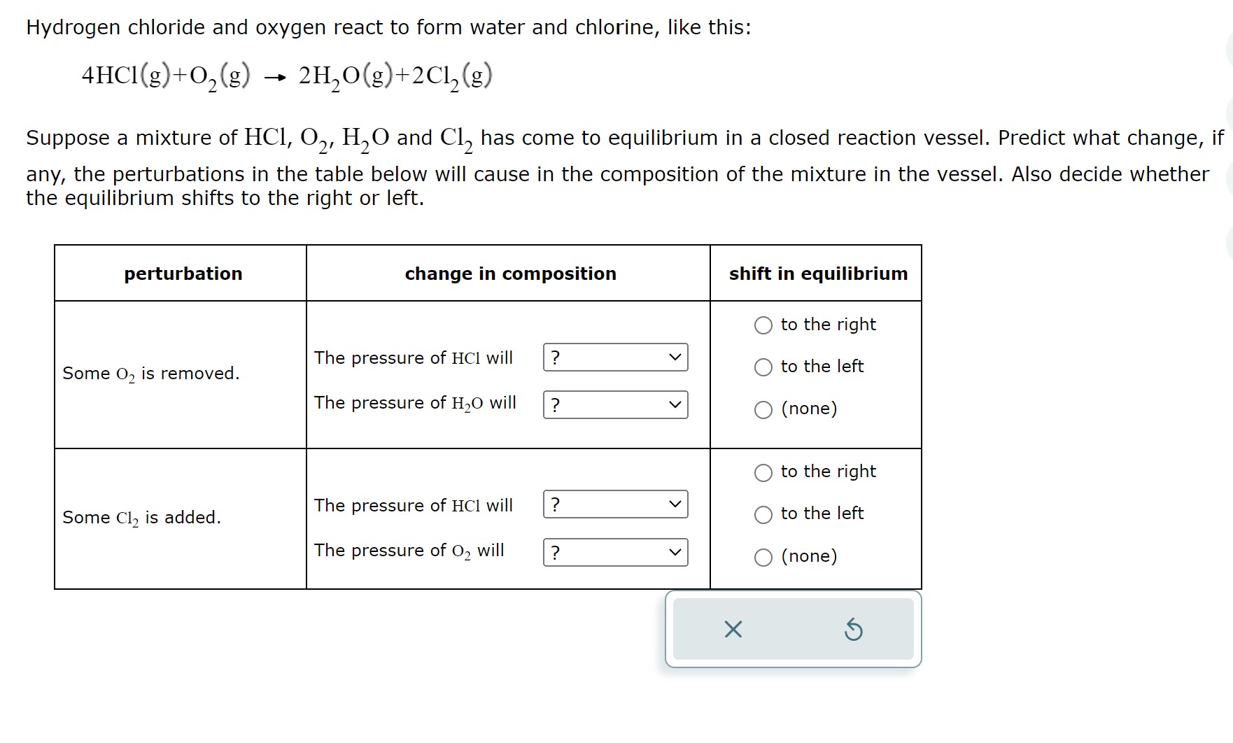 Solved Hydrogen chloride and oxygen react to form water and | Chegg.com