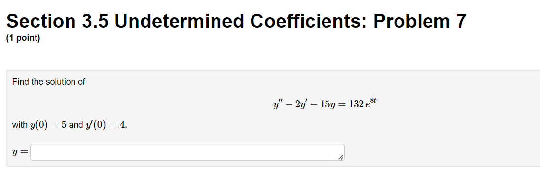 Solved Section 3.5 Undetermined Coefficients: Problem 7 (1 | Chegg.com
