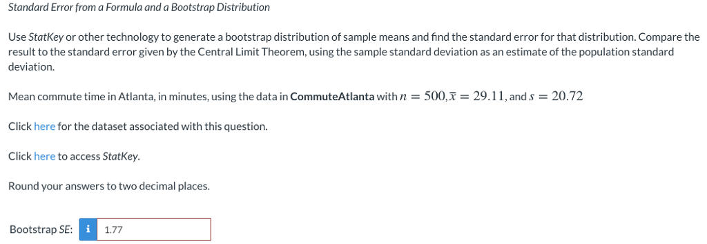 Solved Standard Error From A Formula And A Bootstrap