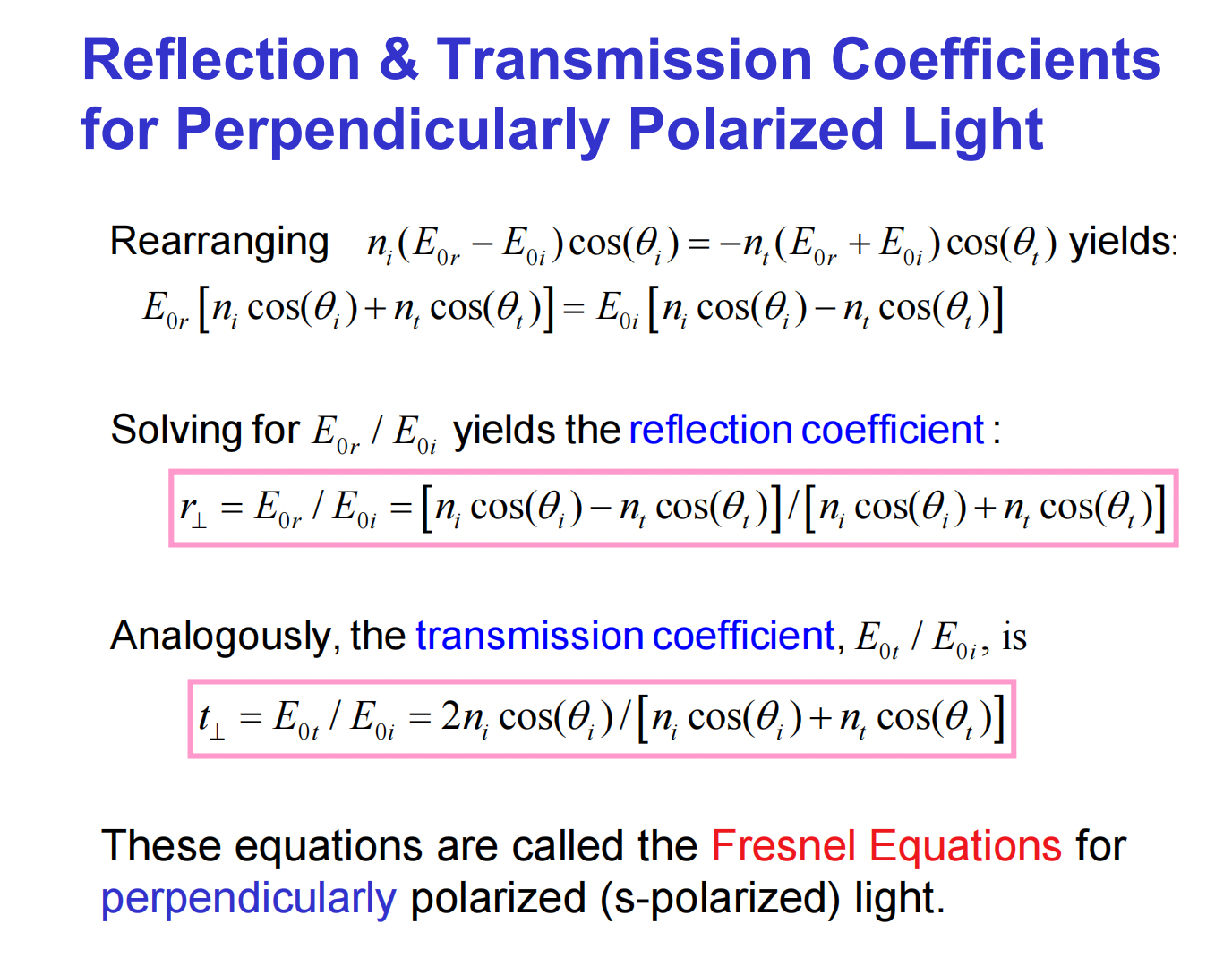Solved Reflection and Transmission for Perpendicularly | Chegg.com
