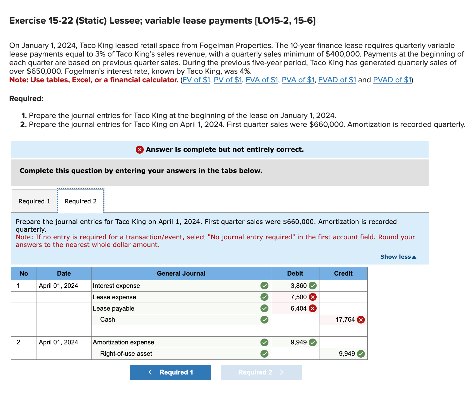 Solved Exercise 15-22 (Static) Lessee; variable lease | Chegg.com