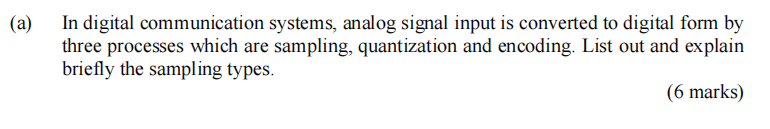 Solved (a) In digital communication systems, analog signal | Chegg.com