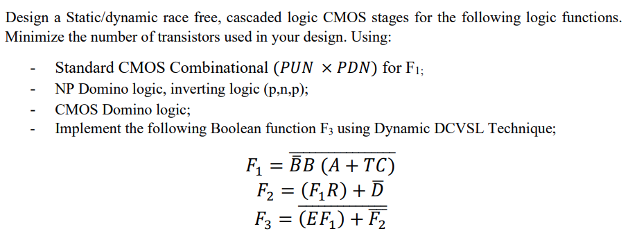 Solved Design a Static/dynamic race free, cascaded logic | Chegg.com
