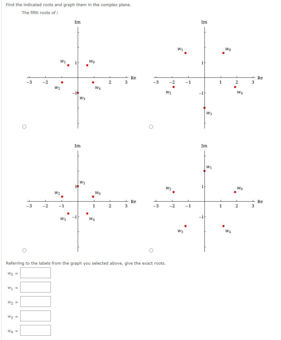 Solved Find the indicated roots and graph them in the | Chegg.com