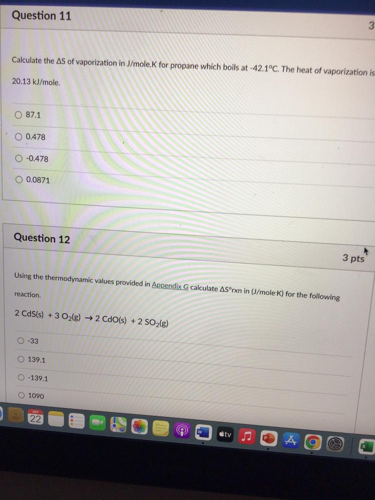 Solved Calculate the ΔS of vaporization in J/mole.K for | Chegg.com