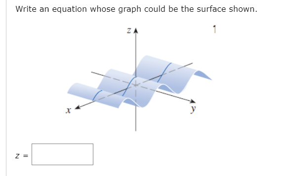 Solved Write An Equation Whose Graph Could Be The Surface 