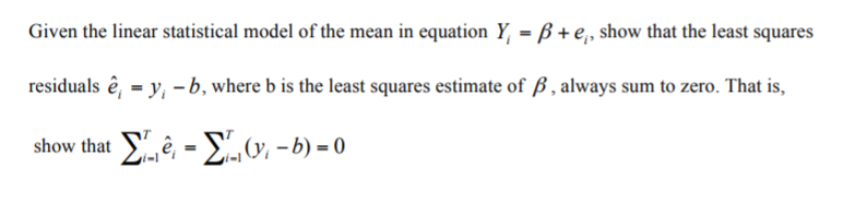 Solved Given the linear statistical model of the mean in | Chegg.com