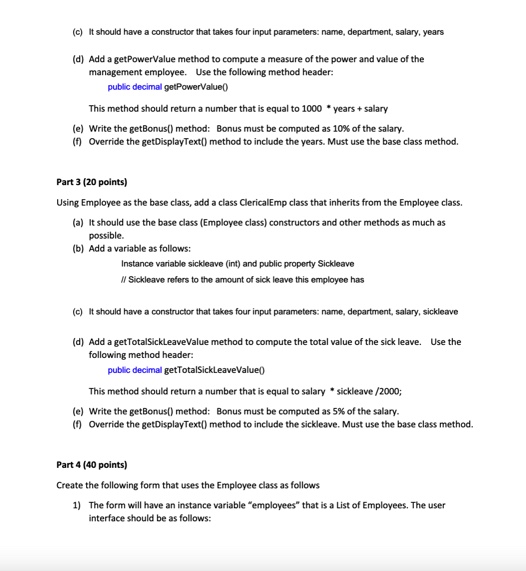 Solved Add the Employee class to the project as follows: (a) | Chegg.com