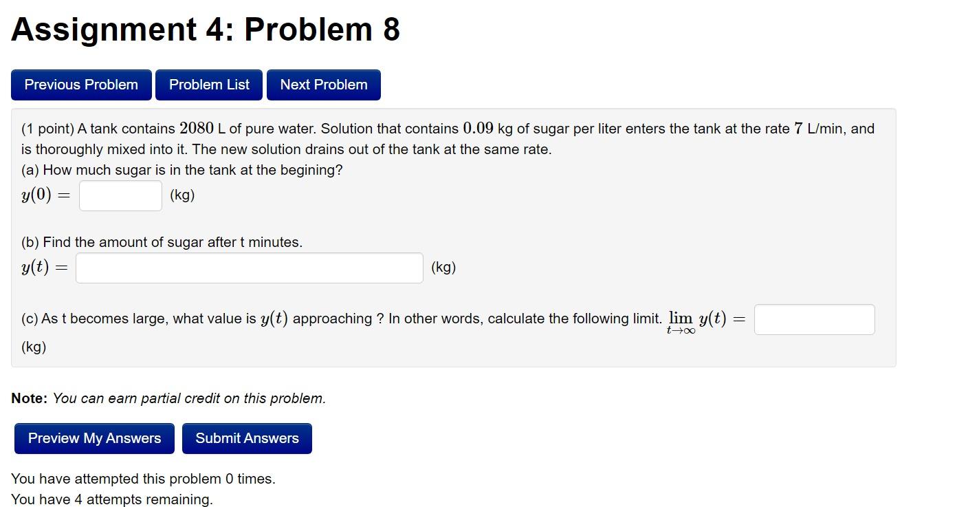Solved Assignment 4: Problem 8 Previous Problem Problem List | Chegg.com
