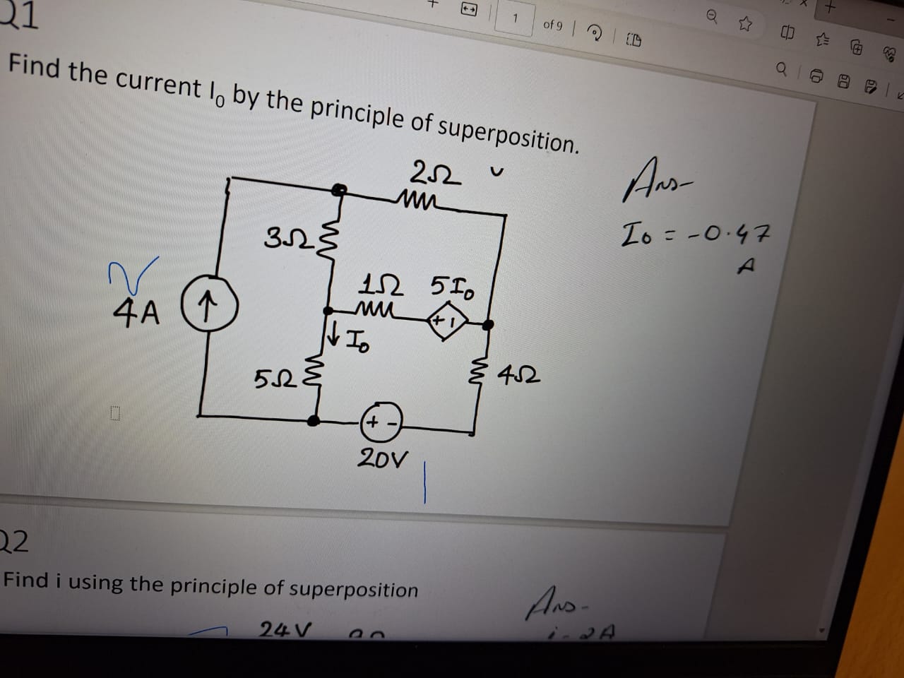 Solved Find the current I0 ﻿by the principle of | Chegg.com