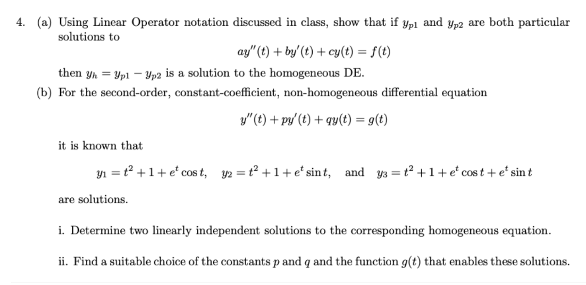 Solved (a) Using Linear Operator notation discussed in | Chegg.com