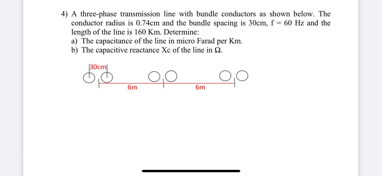 Solved 4) A three-phase transmission line with bundle | Chegg.com