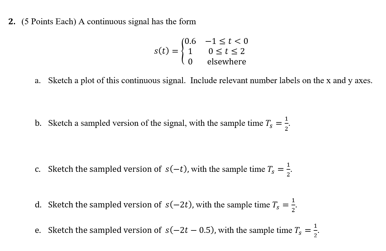 Solved 2. (5 Points Each) A continuous signal has the form | Chegg.com