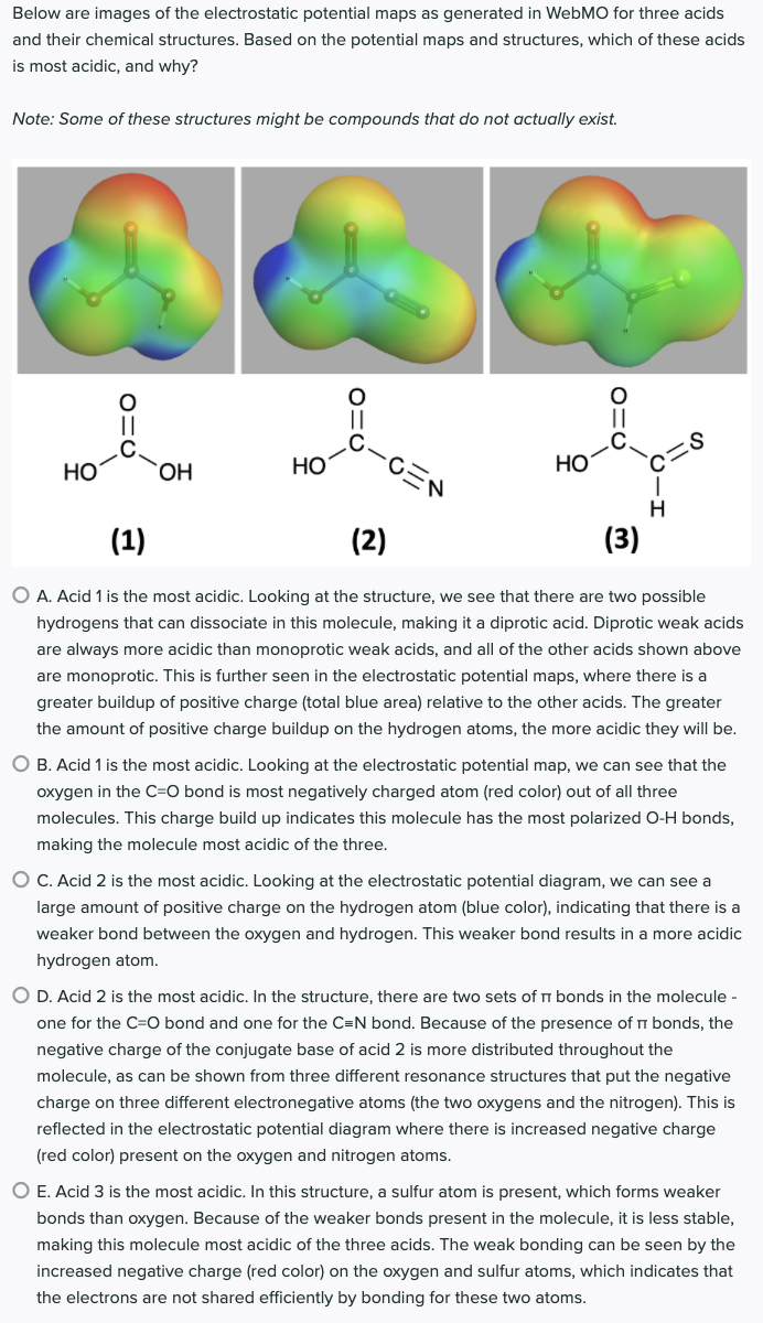 Solved Below are images of the electrostatic potential maps | Chegg.com