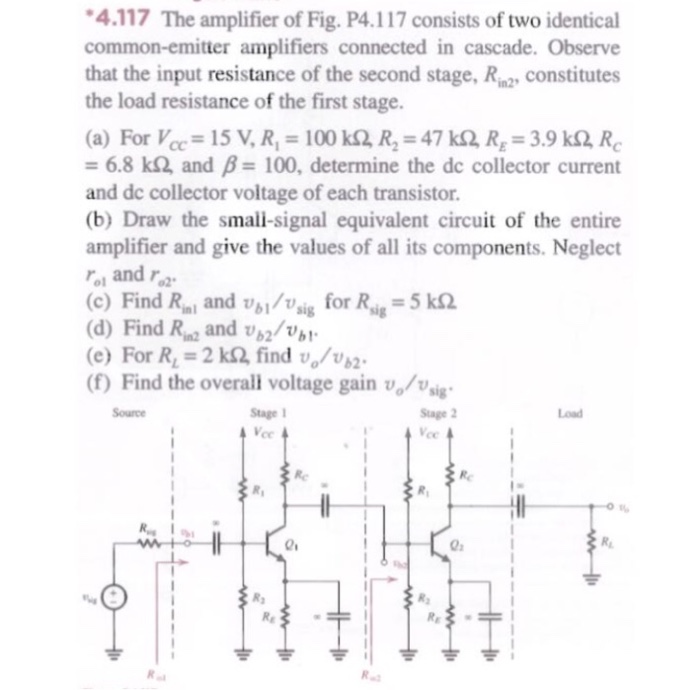 Solved The amplifier of Fig. P4.117 consists of two | Chegg.com Solved The amplifier of Fig. P4.117 consists of two | Chegg.com