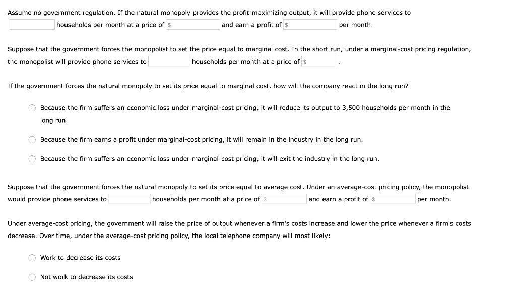 Solved Consider the local telephone company, a natural | Chegg.com