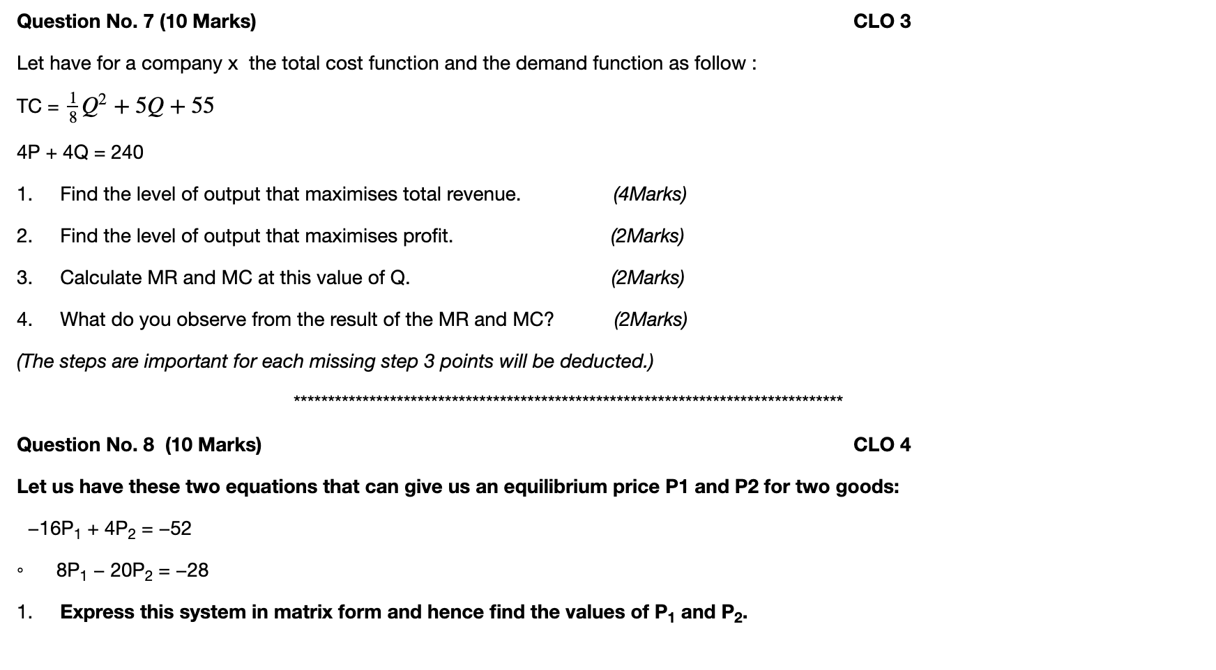 Solved Question No. 7 (10 Marks) CLO 3 Let have for a | Chegg.com