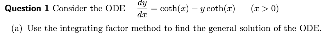 Solved Question 1 Consider the ODE | Chegg.com