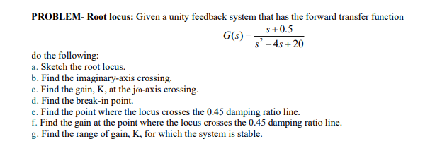 Solved PROBLEM- Root locus: Given a unity feedback system | Chegg.com