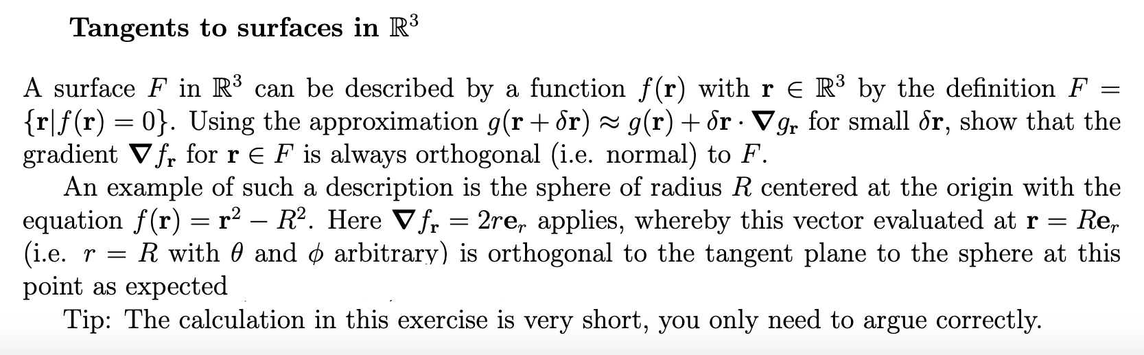 Solved Tangents to surfaces in R3 A surface F in R3 can be | Chegg.com